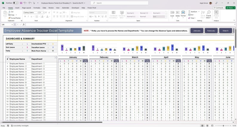 Employee Absence Tracker Excel Template | Attendance & Leave Management ...