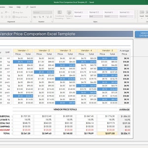 Vendor Price Comparison Excel Template | Product Cost & Supplier ...
