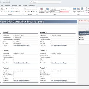 Real Estate Multiple Offer Comparison Excel Template | Property Offer Comparison Excel Template ...