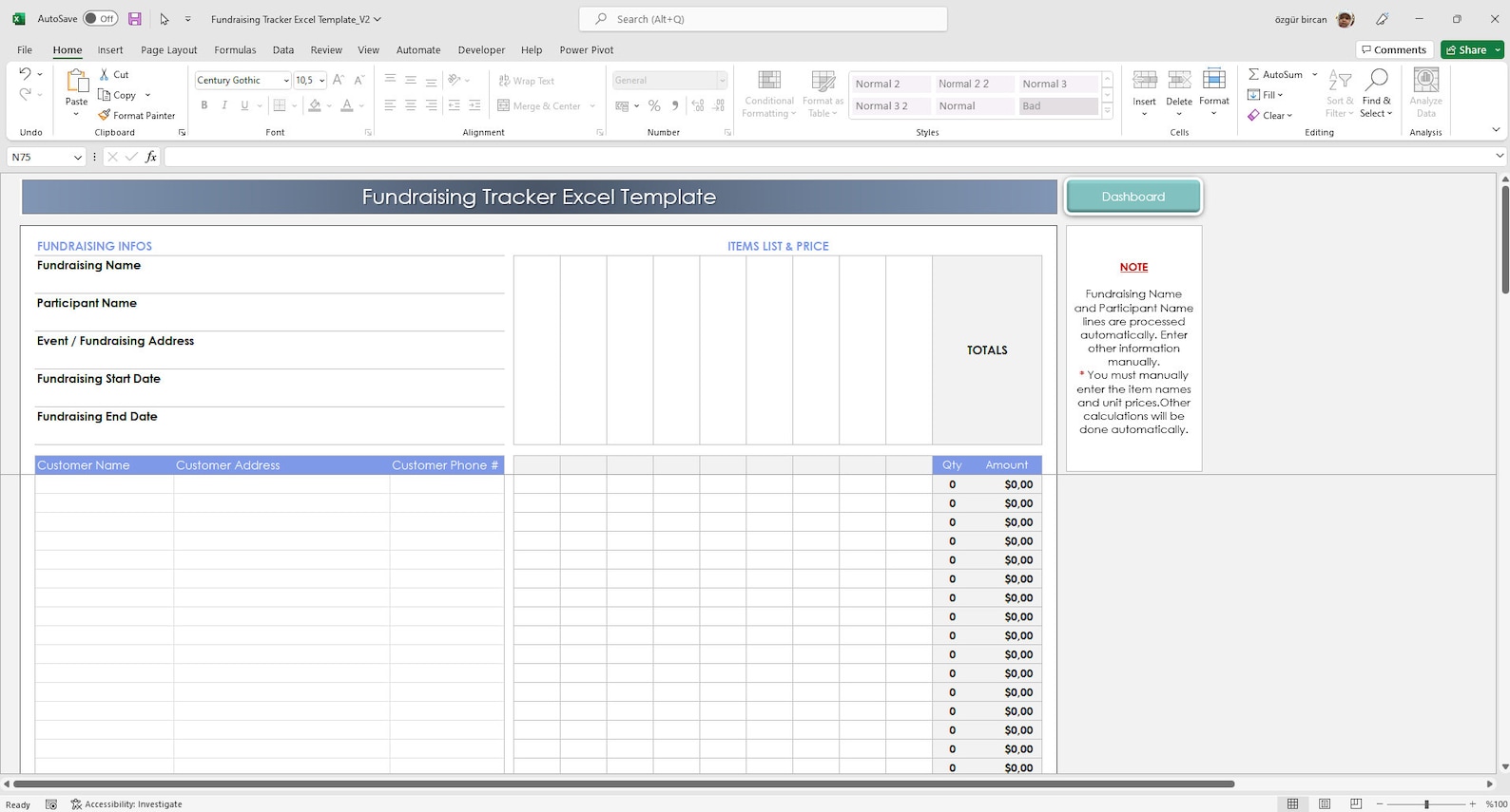 Fundraising Tracker Excel Template Fundraising Event Excel - Etsy
