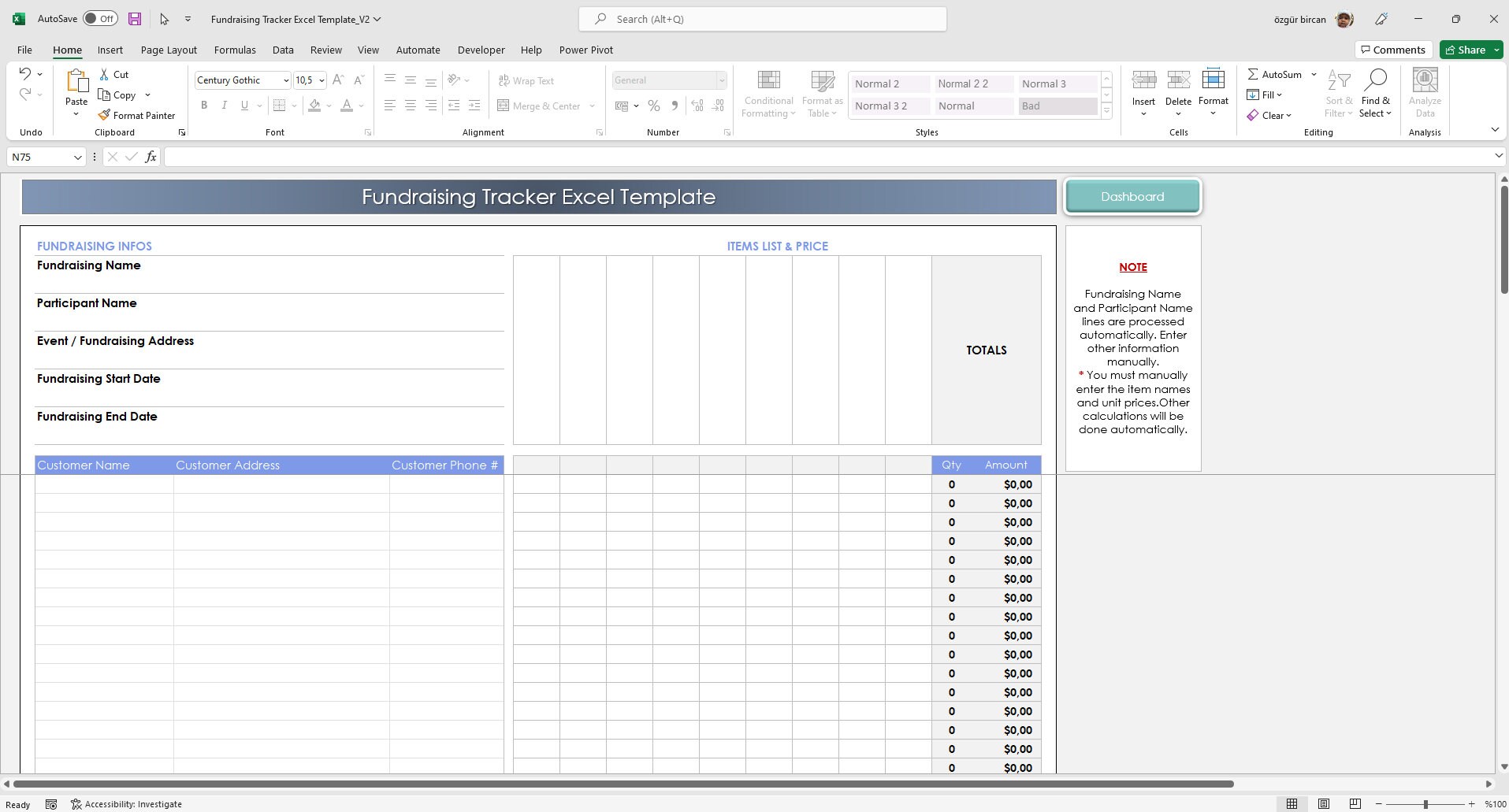 Fundraising Tracker Excel Template Fundraising Event Excel - Etsy