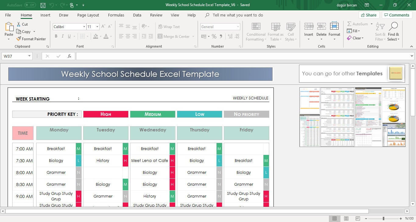 weekly-school-schedule-excel-template-lesson-planner-etsy