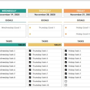 52 Weeks Personal Planner Excel Template: Weekly Goals, Tasks ...