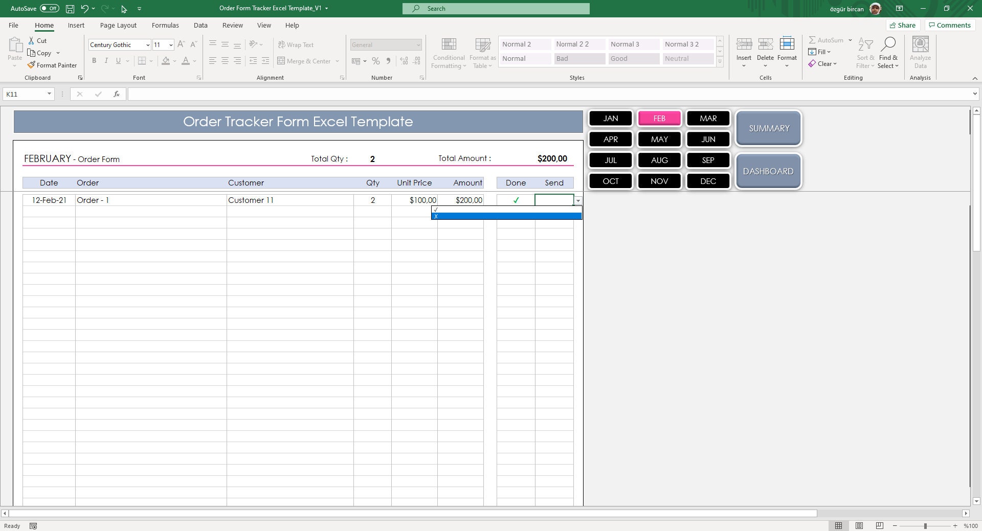 Order Form Tracker Excel Template Editable Order Tracker | Etsy