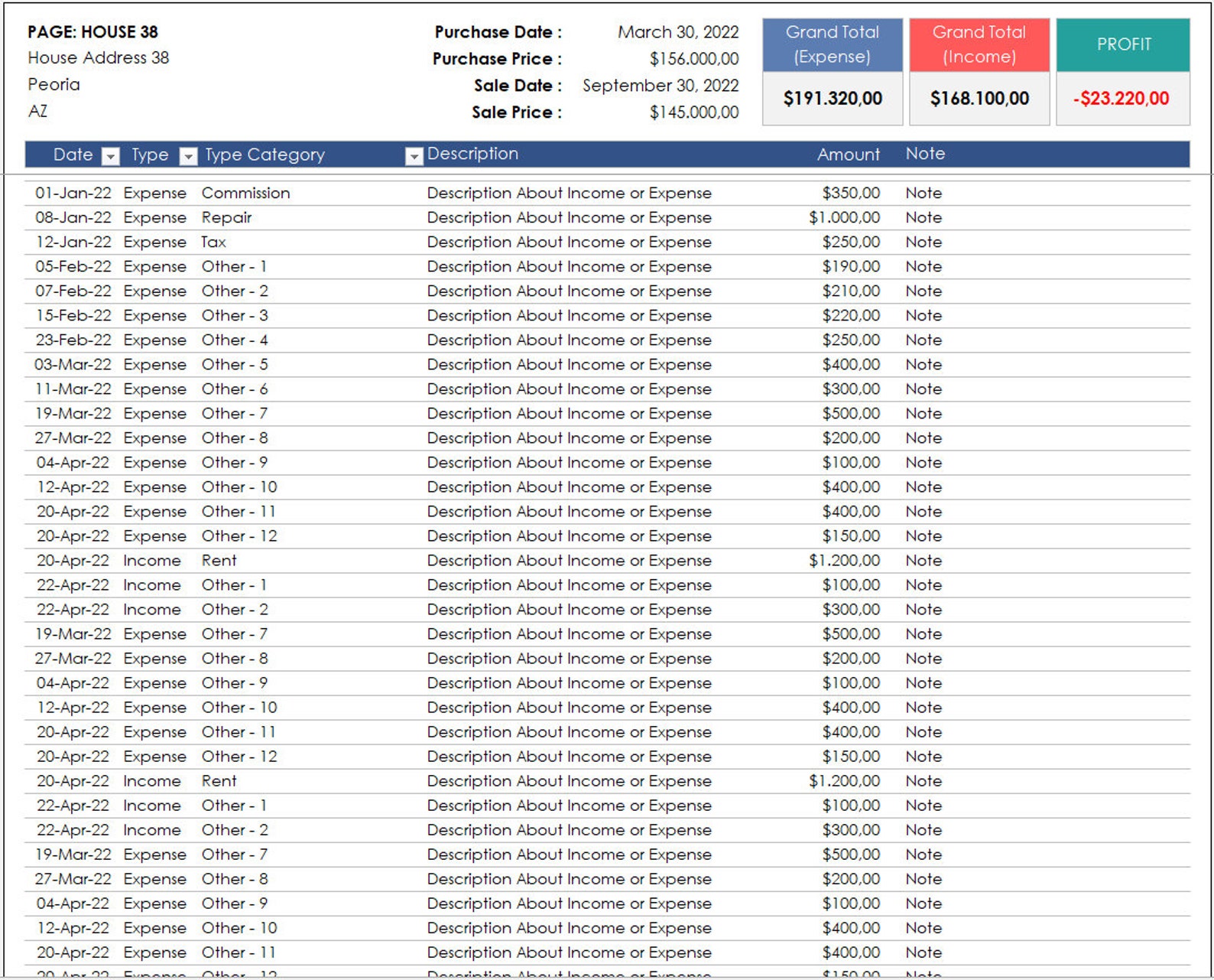 House Hunter Tracker Excel Template House Buying Sales | Etsy