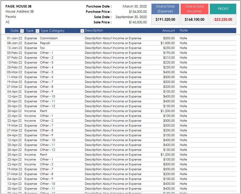 House Hunter Tracker Excel Template House Buying Sales | Etsy