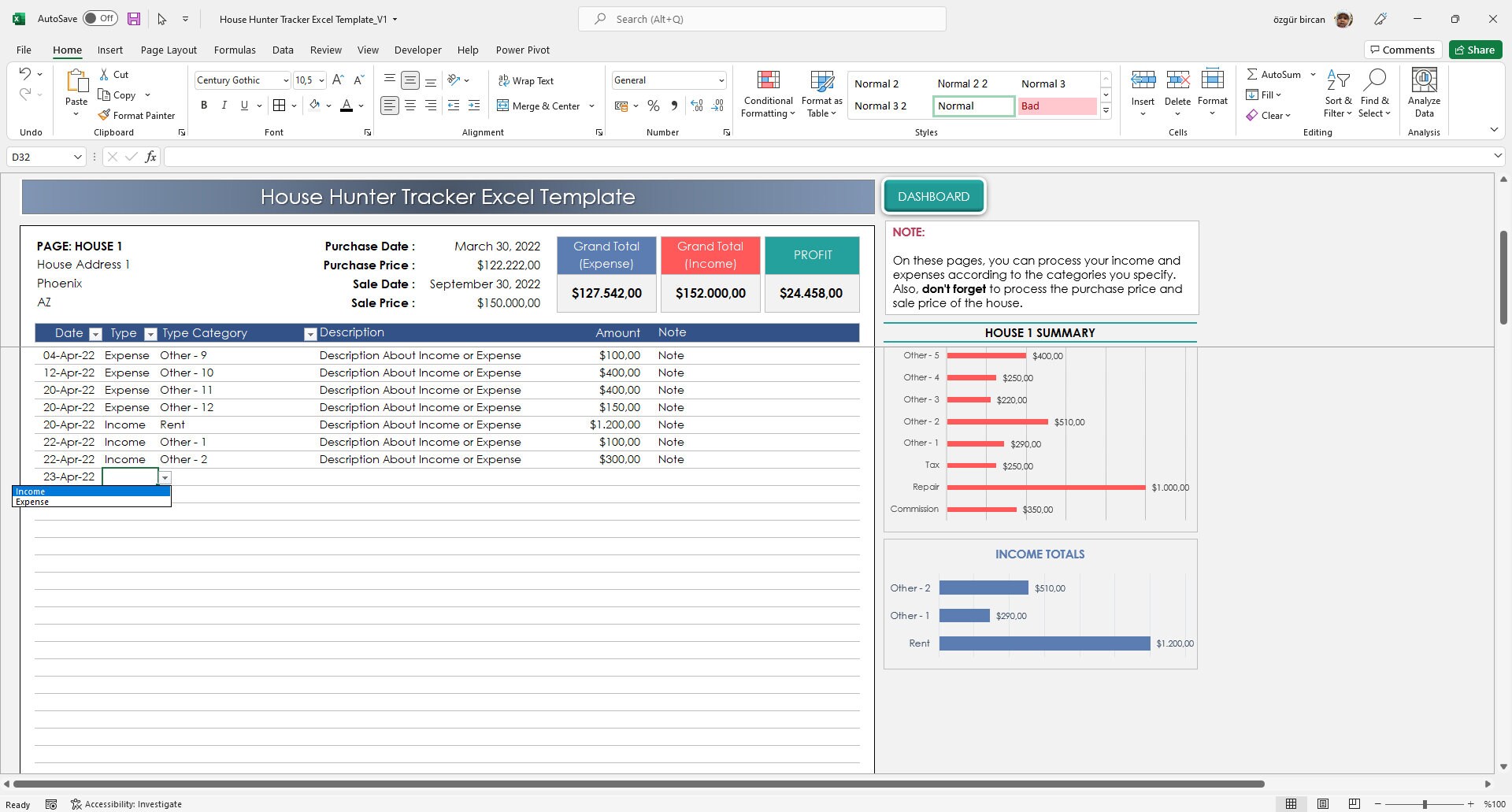 House Hunter Tracker Excel Template House Buying Sales | Etsy