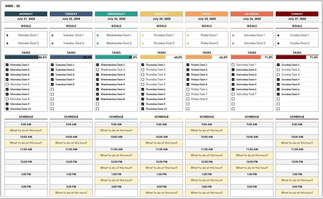 52 Weeks Personal Planner Excel Template | 2025 Weekly Planner Excel ...