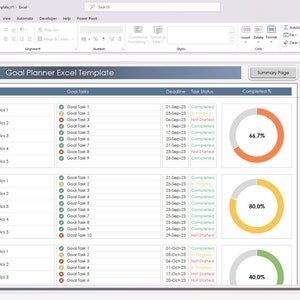 Goal Planner Excel Template Goal Planning Spreadsheet Goal Tracker ...