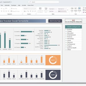 Ultimate Brain Dump, Idea Tracker Excel Template | Goal, Idea Organizer ...
