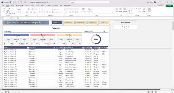 Project Task List Excel Template