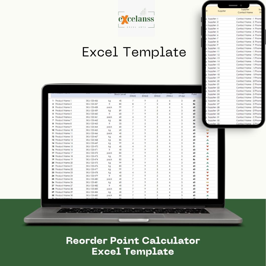Reorder Point Calculator Excel Template: Inventory Stock Control With ...