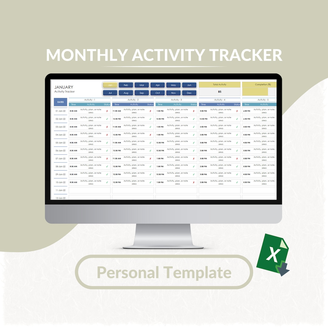 Monthly Activity Tracker Excel Template | Editable Activity Tracker ... Monthly Activity Tracker Excel Template | Editable Activity Tracker ...