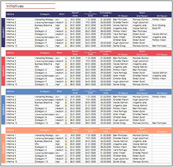 Modello Di Piano Di Progetto Per Foglio Di Calcolo Excel