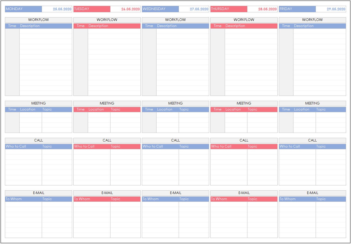 Weekly Work Planner Excel Template Etsy Weekly Work Planner Excel Template Etsy