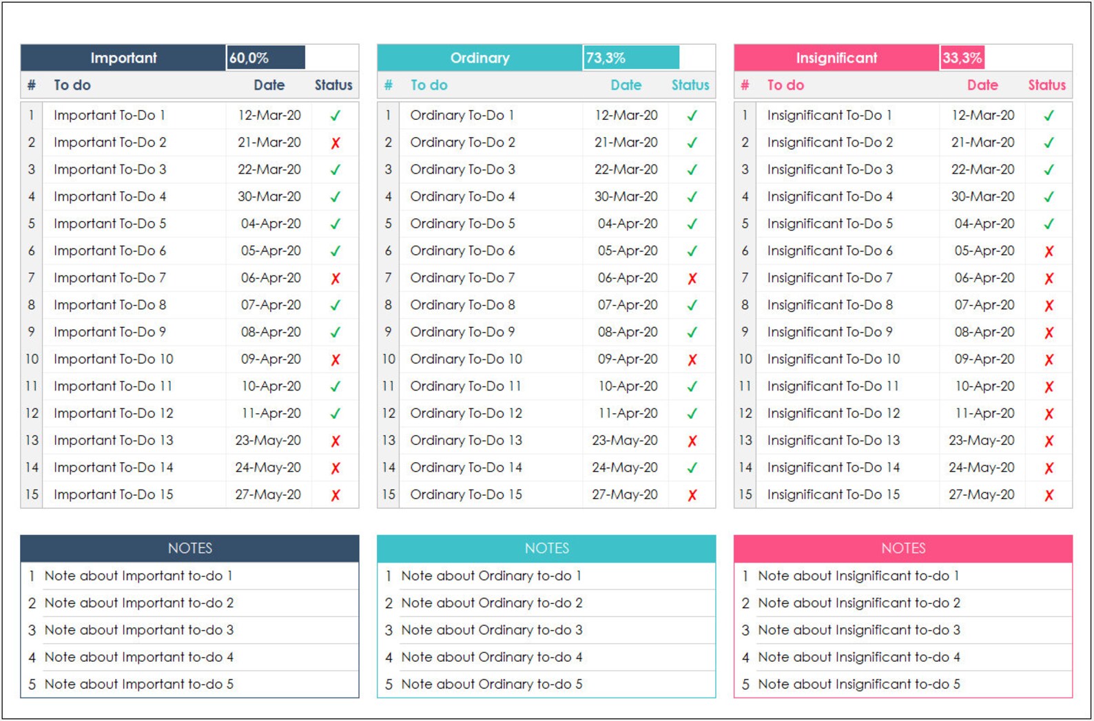 Excel-sjabloon voor lijst voor to-do | Etsy