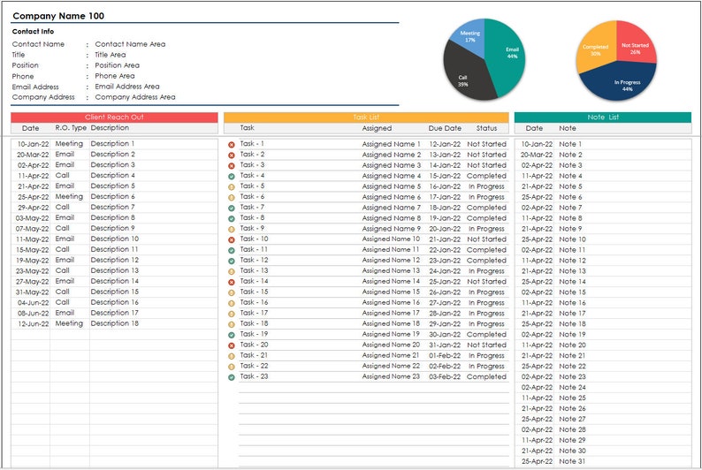 Client Tracker Excel Template Client Engagement Tracker - Etsy UK
