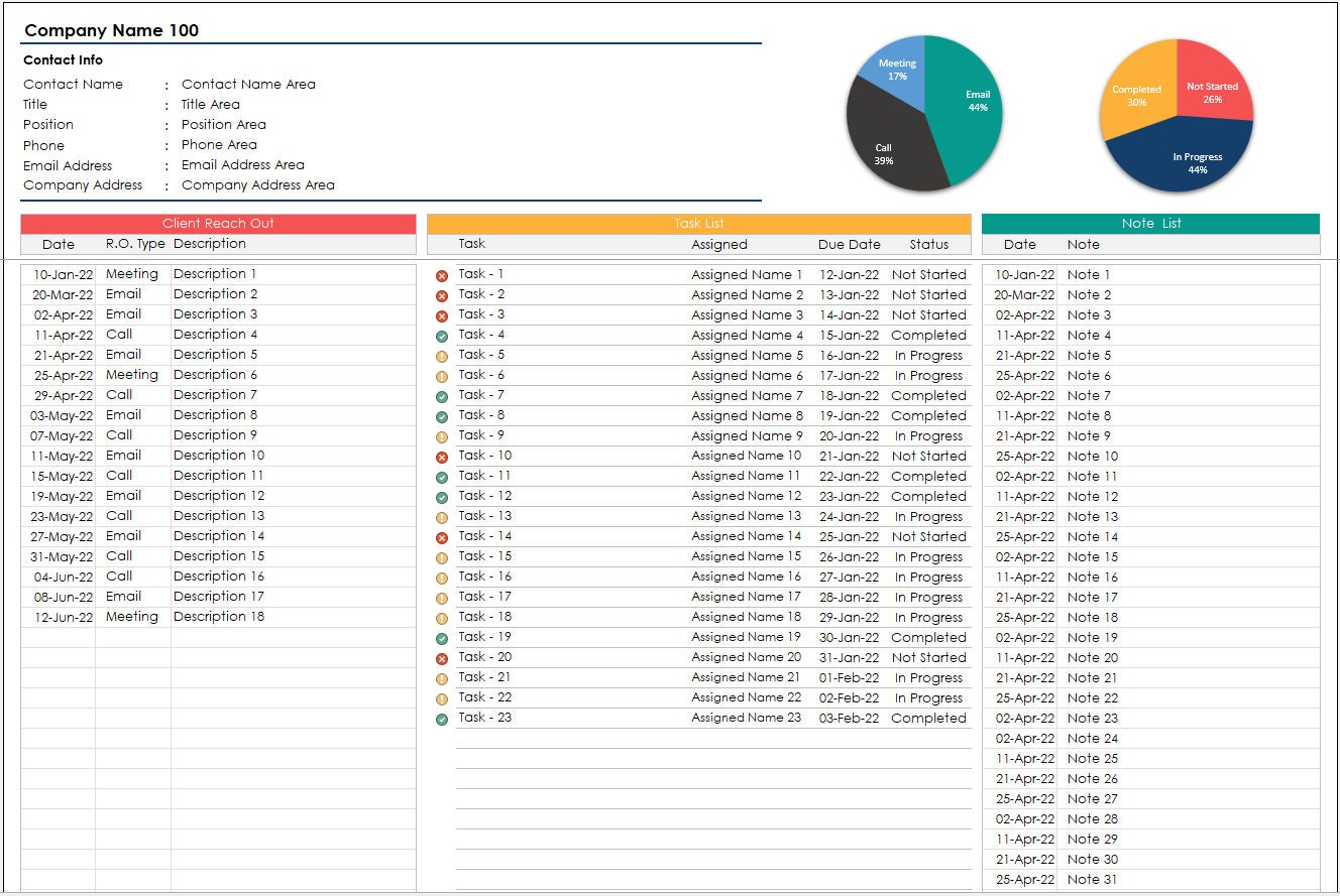 Client Tracker Excel Template Client Engagement Tracker - Etsy