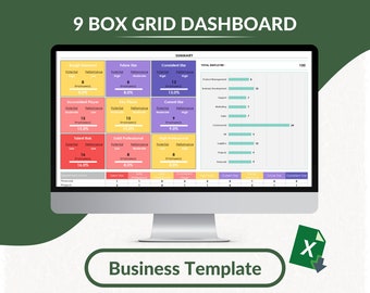 9 Box Grid Dashboard Excel Template | Employee Performance Potential ...