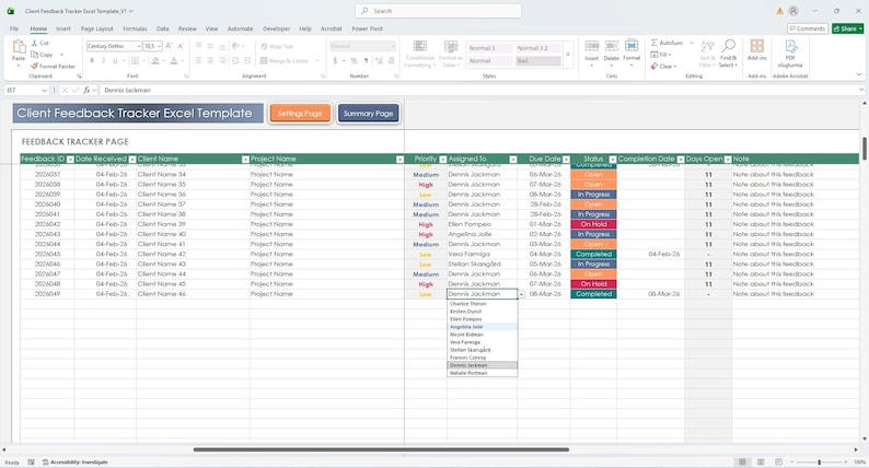 Client Feedback Tracker Excel Template – Customer Feedback Management ...