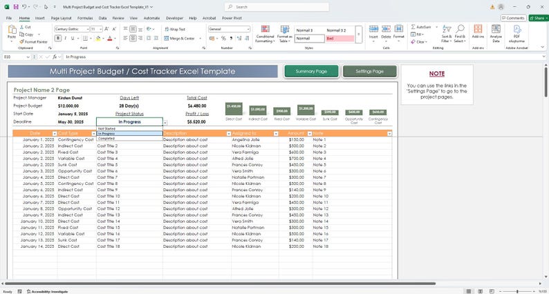 Multi Project Budget Tracker Excel Template | Project Cost & Expense ...