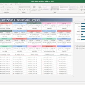 Weekly Personal Planner Excel Template | Schedule Tracker | Printable ...