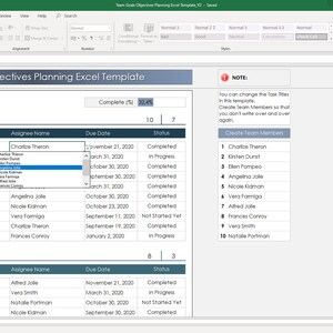 Team Goals & Objectives Excel Template: Track Team Targets, Tasks and ...
