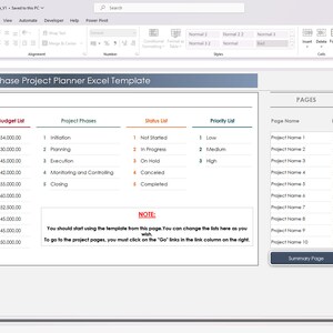 Multi Phase Project Planner Excel Template | Multi-stage Task Organizer ...