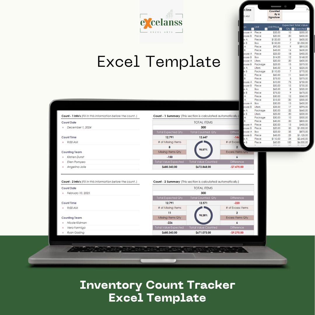 Inventory Count Tracker Excel Template Stock Control Spreadsheet Etsy Uk 3511