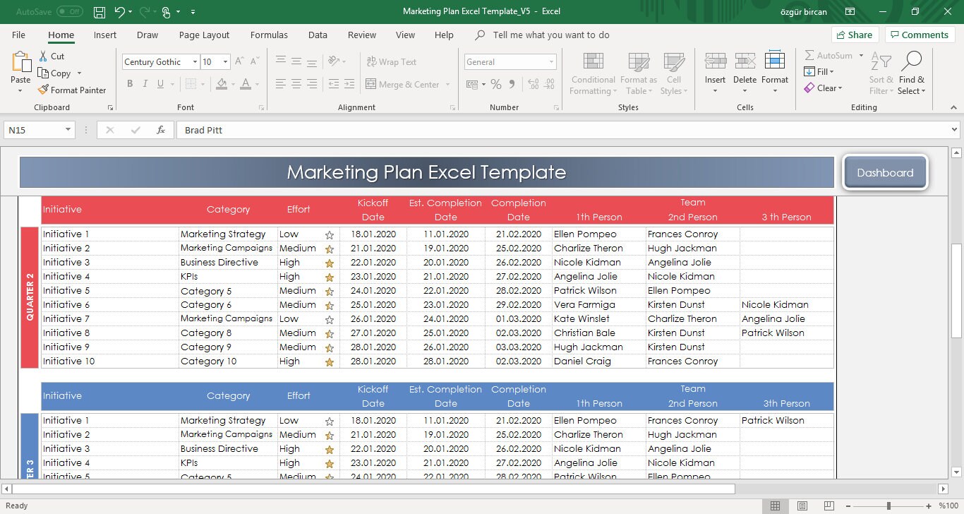 Marketing Plan Excel Template: Editable Spreadsheet (digital Download ...