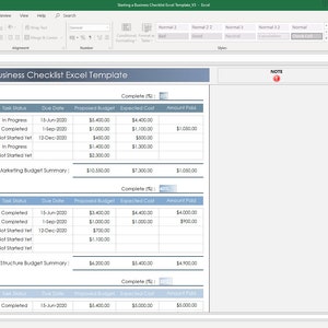 Starting a Business Checklist Excel Template Business Planner Tracker ...