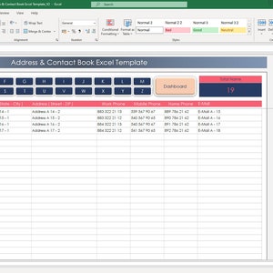Address & Contact Book Excel Template Telephone Directory Address Phone ...
