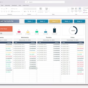 Weekly Task Planner Excel Template: Work Organizer Spreadsheet (digital ...