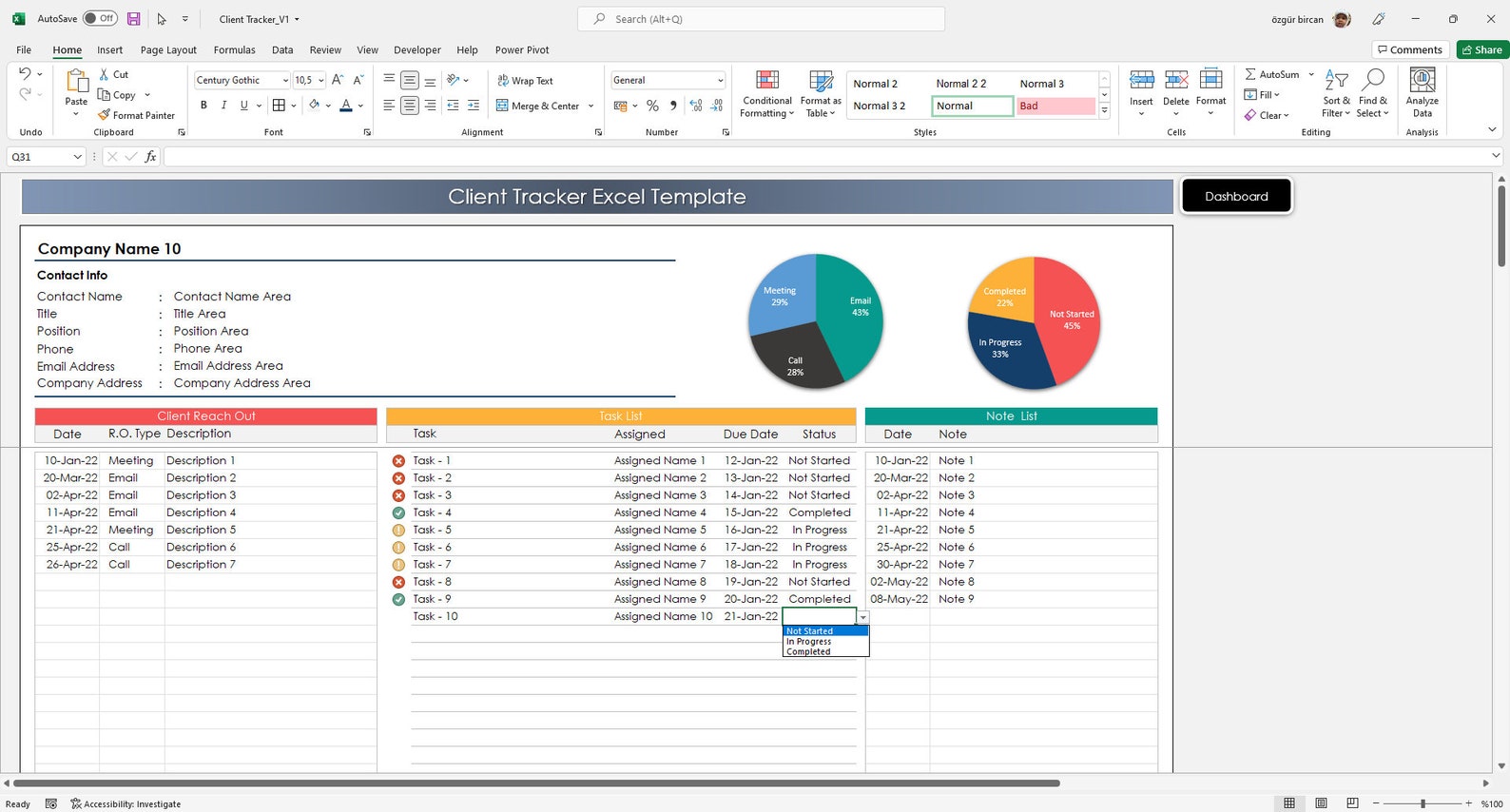Client Tracker Excel Template Client Engagement Tracker - Etsy