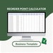 Reorder Point Calculator Excel Template Reorder Point Tracker Reorder ...
