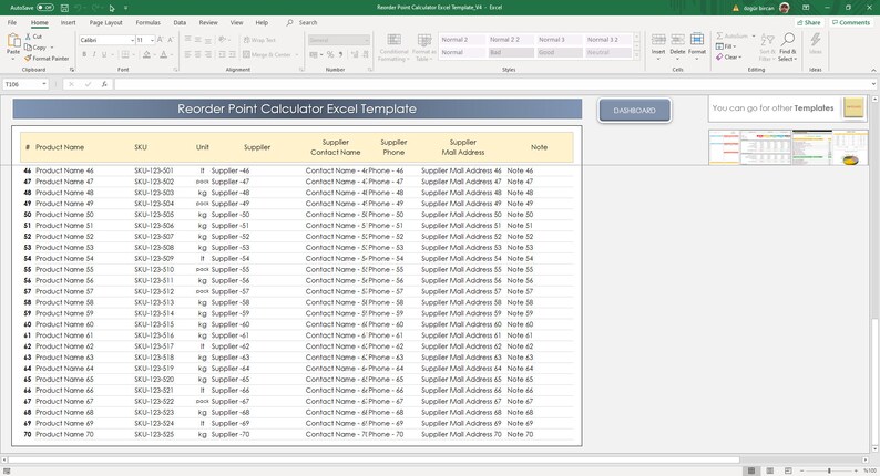Reorder Point Calculator Excel Template: Inventory Stock Control With ...