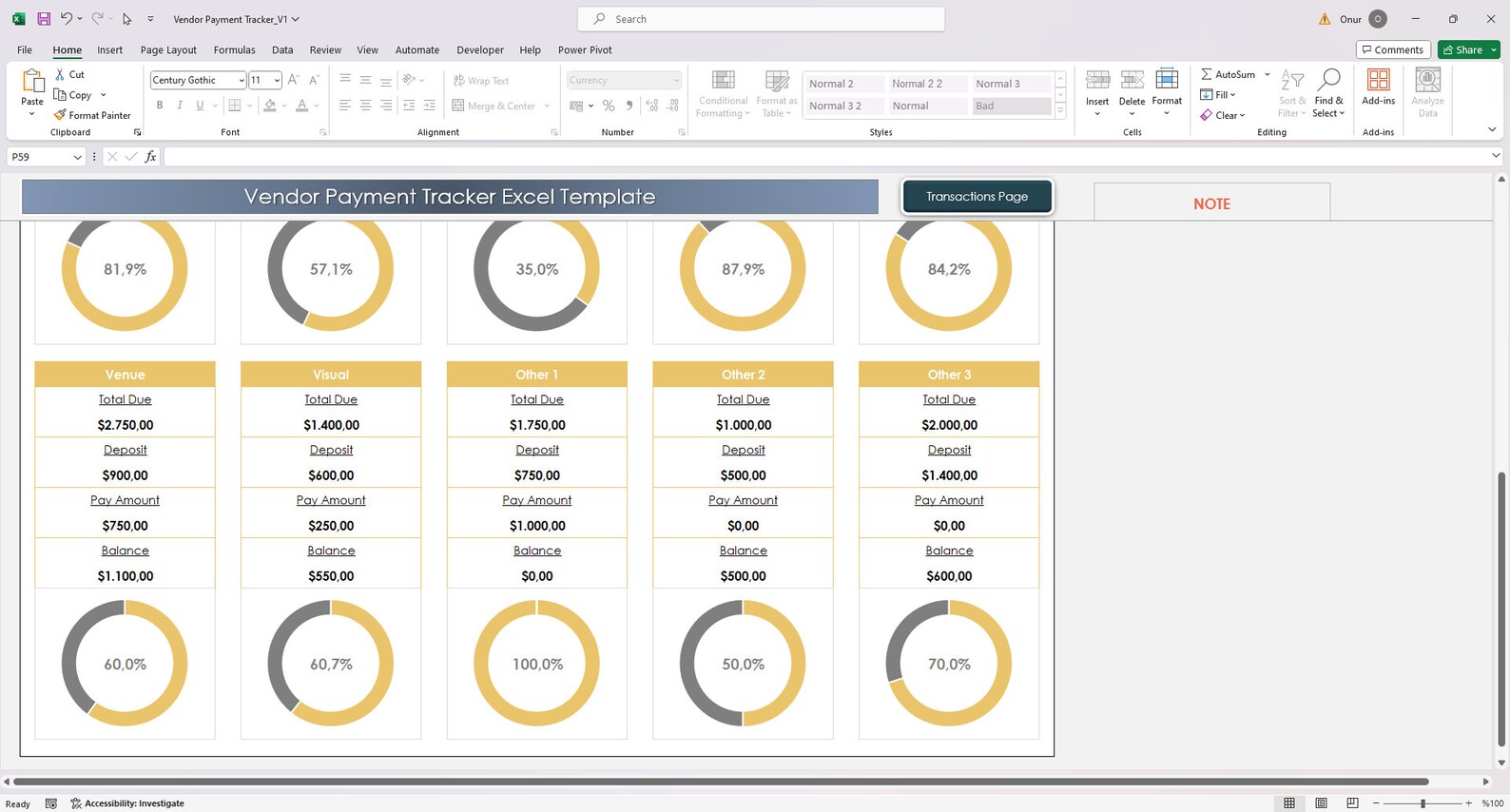 Vendor Payment Tracker Excel Template | Expense Manager - Etsy