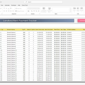 Landlord Rent Payment Tracker Excel Template: 100 Rental Units ...