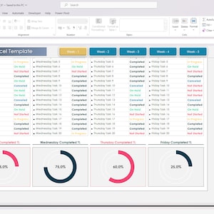 Weekly Task Planner Excel Template: Work Organizer Spreadsheet (digital ...