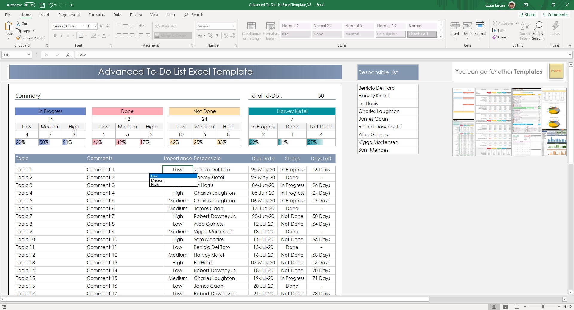 Advanced To-do List Excel Template Printable Planner To-do - Etsy Canada