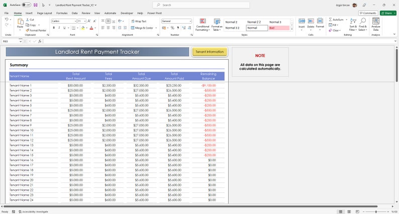 Landlord Rent Payment Tracker Excel Template – Rental Property Payment ...