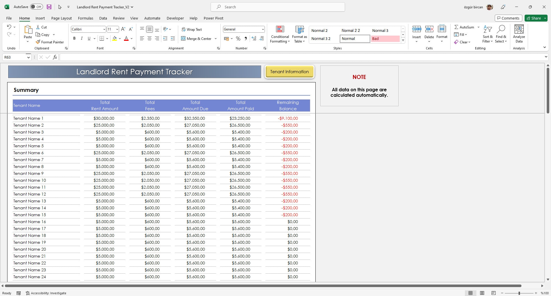 Landlord Rent Payment Tracker Excel Template – Rental Property Payment ...