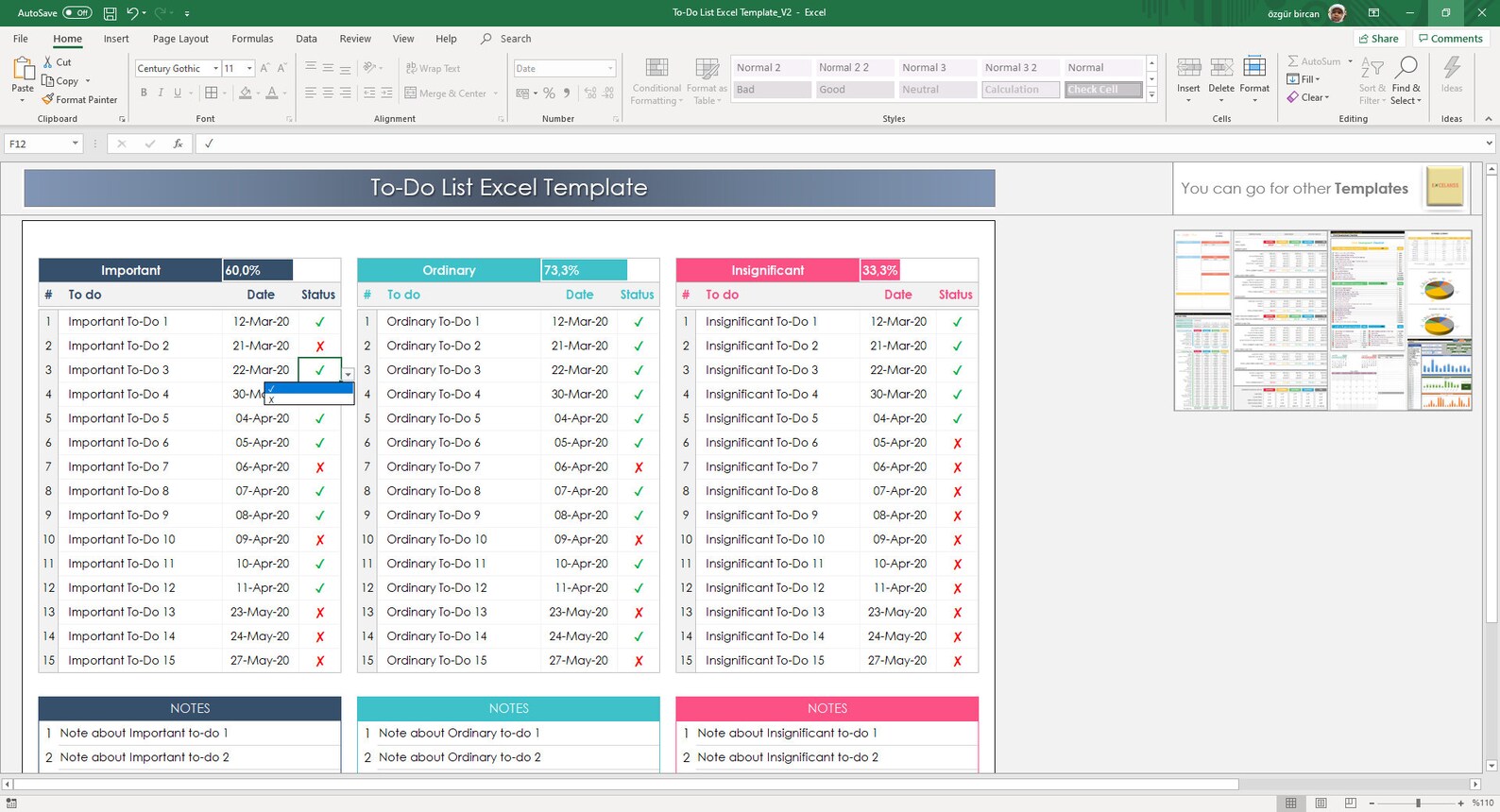 To-do List Excel Template Excel Planner Planner Tracker - Etsy Australia