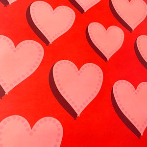 Love Hearts A2 Wrapping Paper Sheet – Valentine’s Day Gift Wrap ...