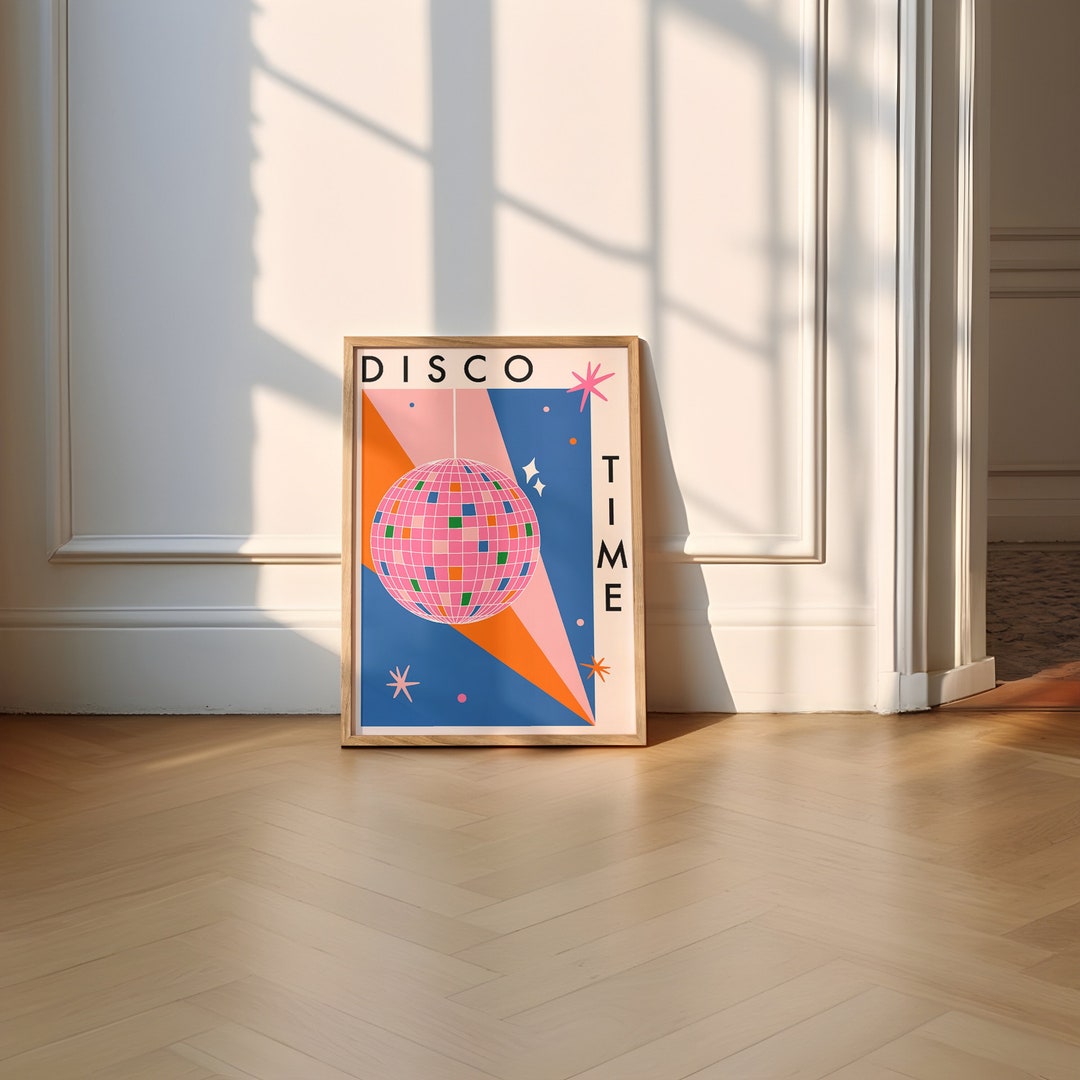 Disco Time Print- Bold Print / Disco Ball / Starry / Girls World Poster ...