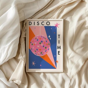 Disco Time Print- Bold Print / Disco Ball / Starry / Girls World Poster ...
