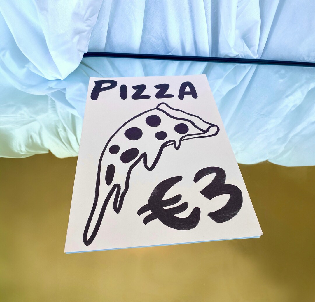 Pizza Slice Print Kitchen Print / Menu / Handdrawn / Food Print / Black ...