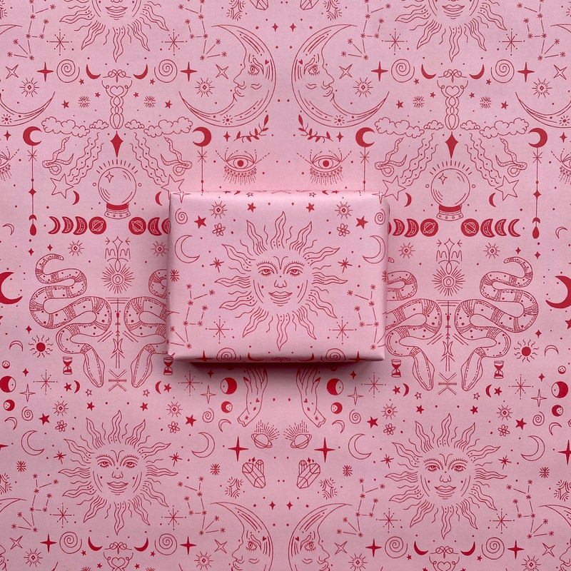 Pink Space Wrapping Paper - Etsy UK