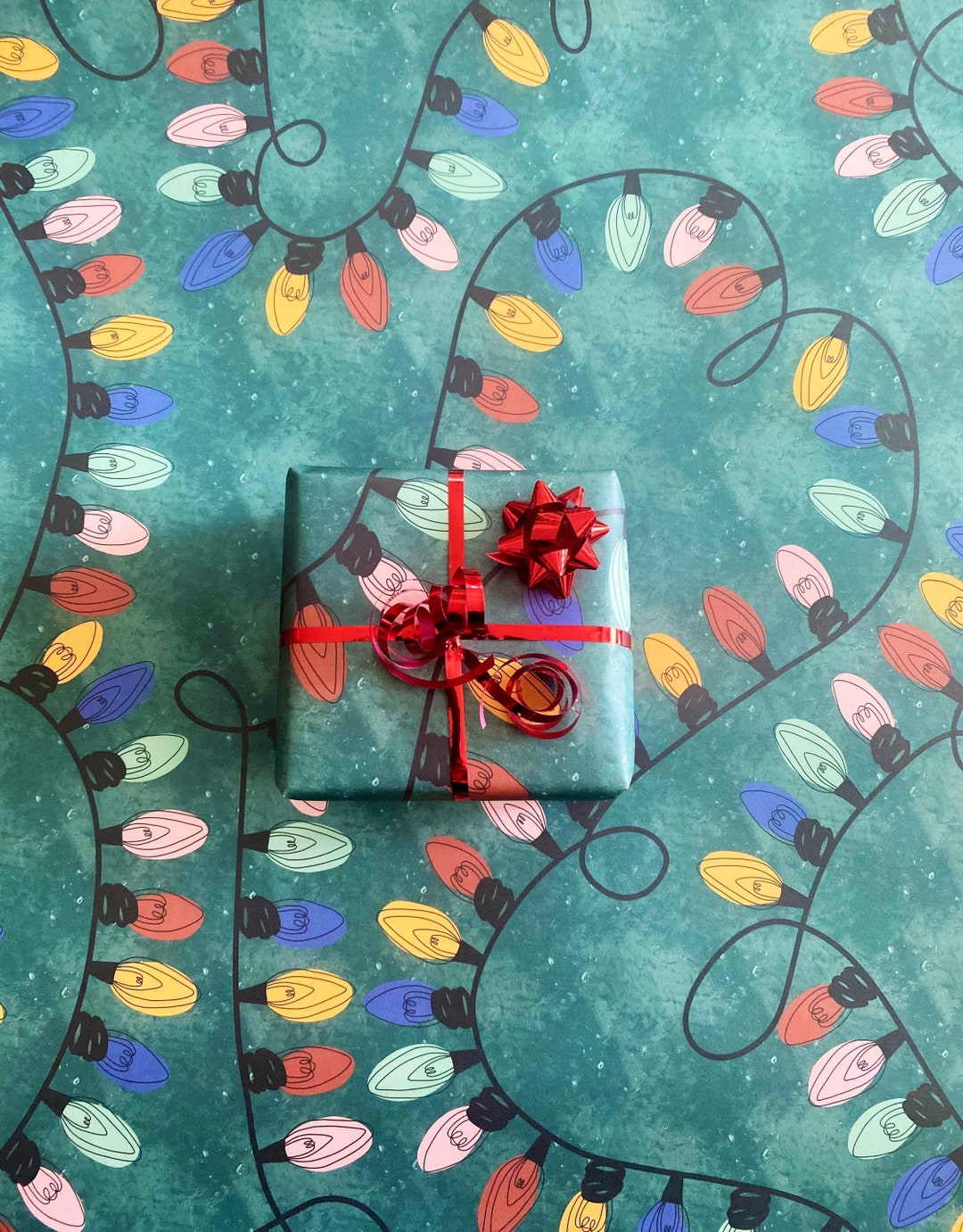 Christmas Tree Lights A2 Wrapping Paper Sheet- Christmas Gift Wrap ...