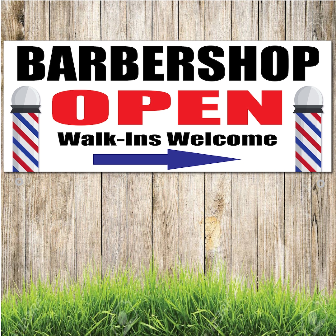 Barber Shop Open FULL COLOR Advertising Vinyl Banner Flag Sign Many ...